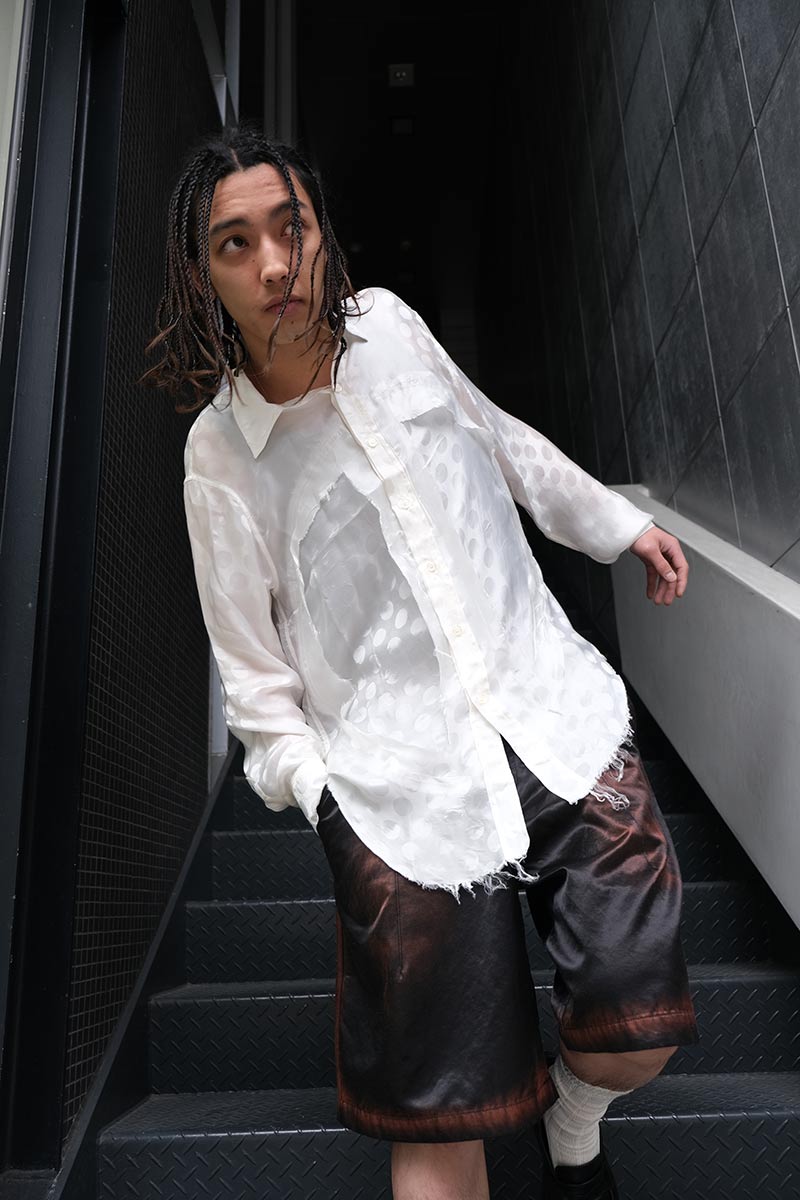 EDWARD CUMING | CLASSIC LUNG WINDOW SHIRT / WHITE カットオフドレープシャツ – STOCK
