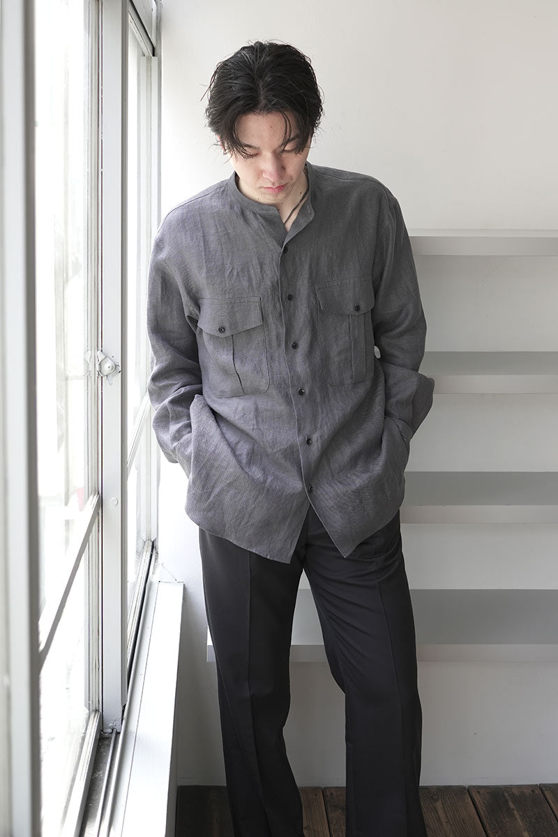 THE CLASIK | RAF SHIRT LIMEN HEMP TWILL / PLATINUM GREY RAFリラックスリネンシャツ ...