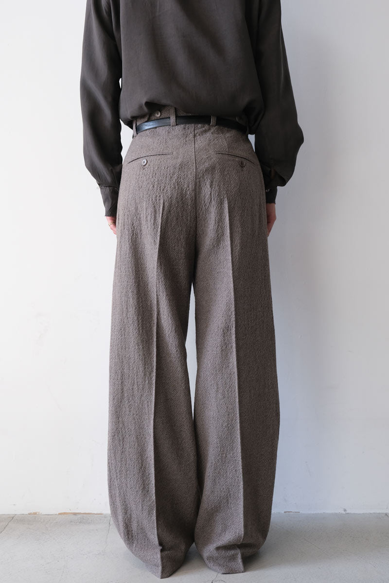HOPE | FIRE TROUSERS / WAVY BEIGE TWILL タックワイドスラックス – STOCK